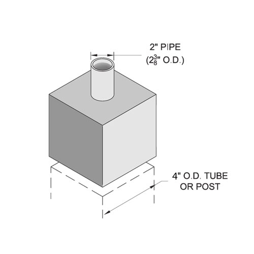 BA-24-SQ | 4 Inch Square to 2 Inch Pipe | Pole Top Fitter | Products ...