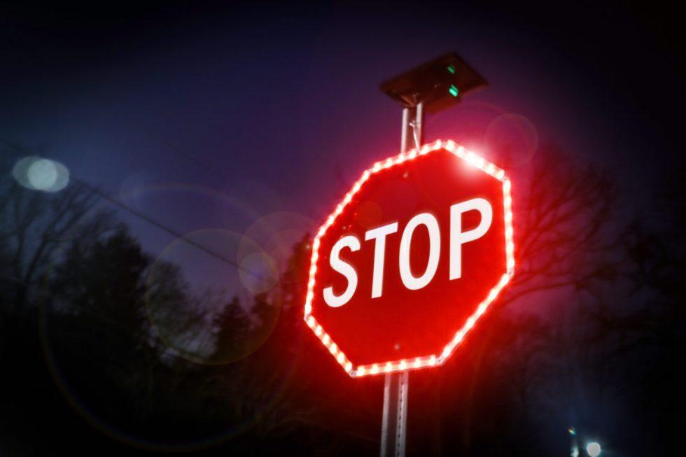 Solar Flashing LED Stop Sign | MagniFlood.com - MagniFlood Inc.